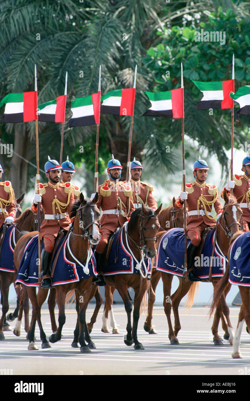 Abu Dhabi army soldiers on horseback in a parade Stock Photo - Alamy