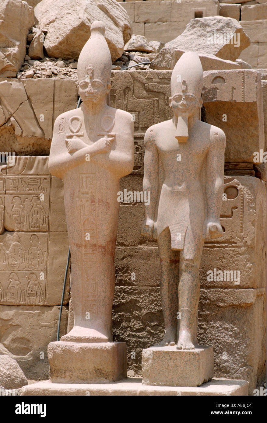 Statues at the Temple of Karnak Thebes Luxor Egypt Stock Photo - Alamy