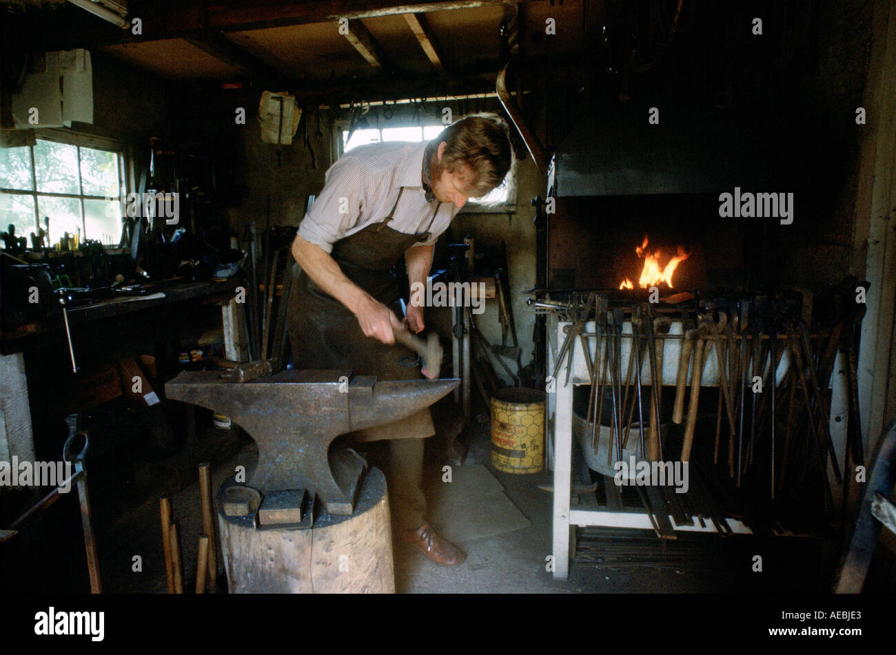 Blacksmith Hector Cole working on new wrought iron gates in ...