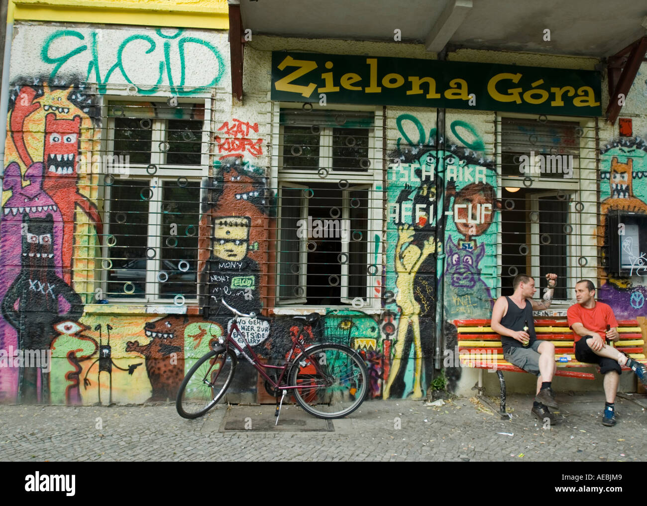 building covered in Graffiti in bohemian Friedrichshain district of ...