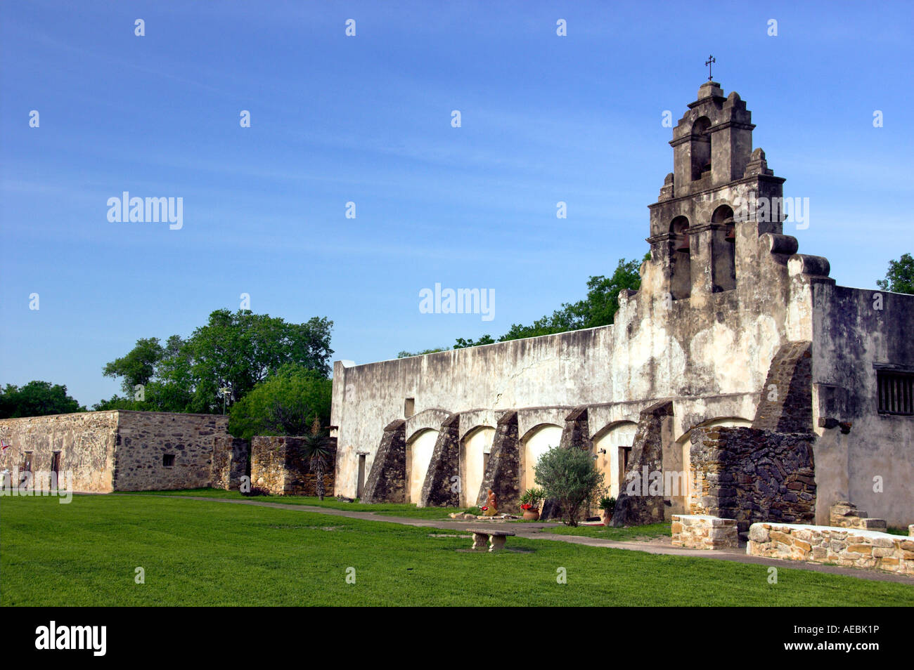The historic Spanish Mission San Juan Capistrano in San Antonio Texas ...