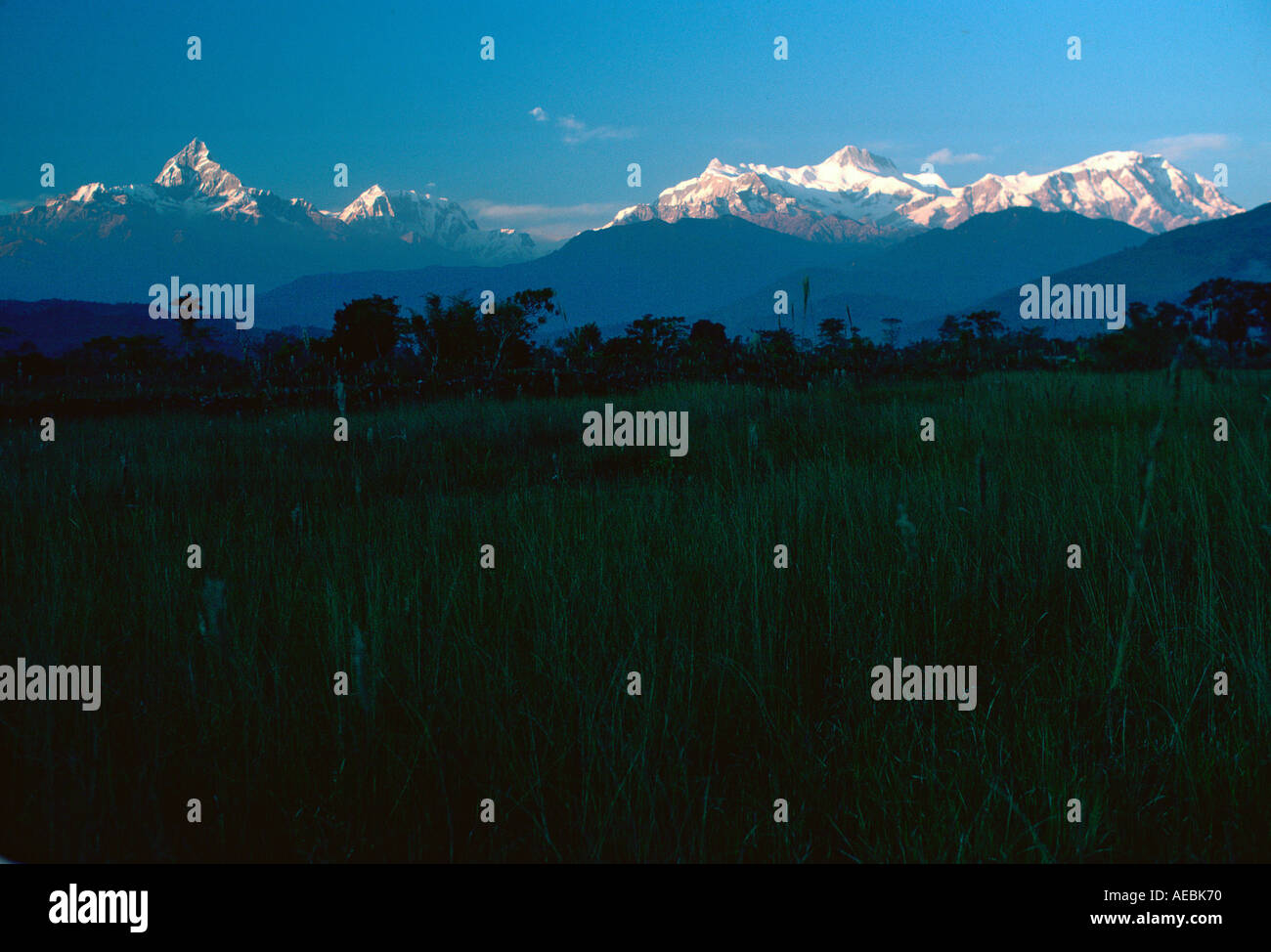 Himalayas the Annapurna range and at left Machhapuchhre Fishtail ...