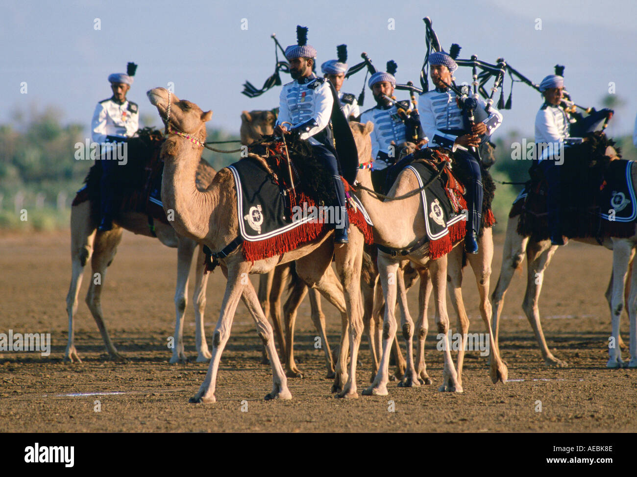 Royal Mounted Band playing bagpipes Oman Stock Photo - Alamy