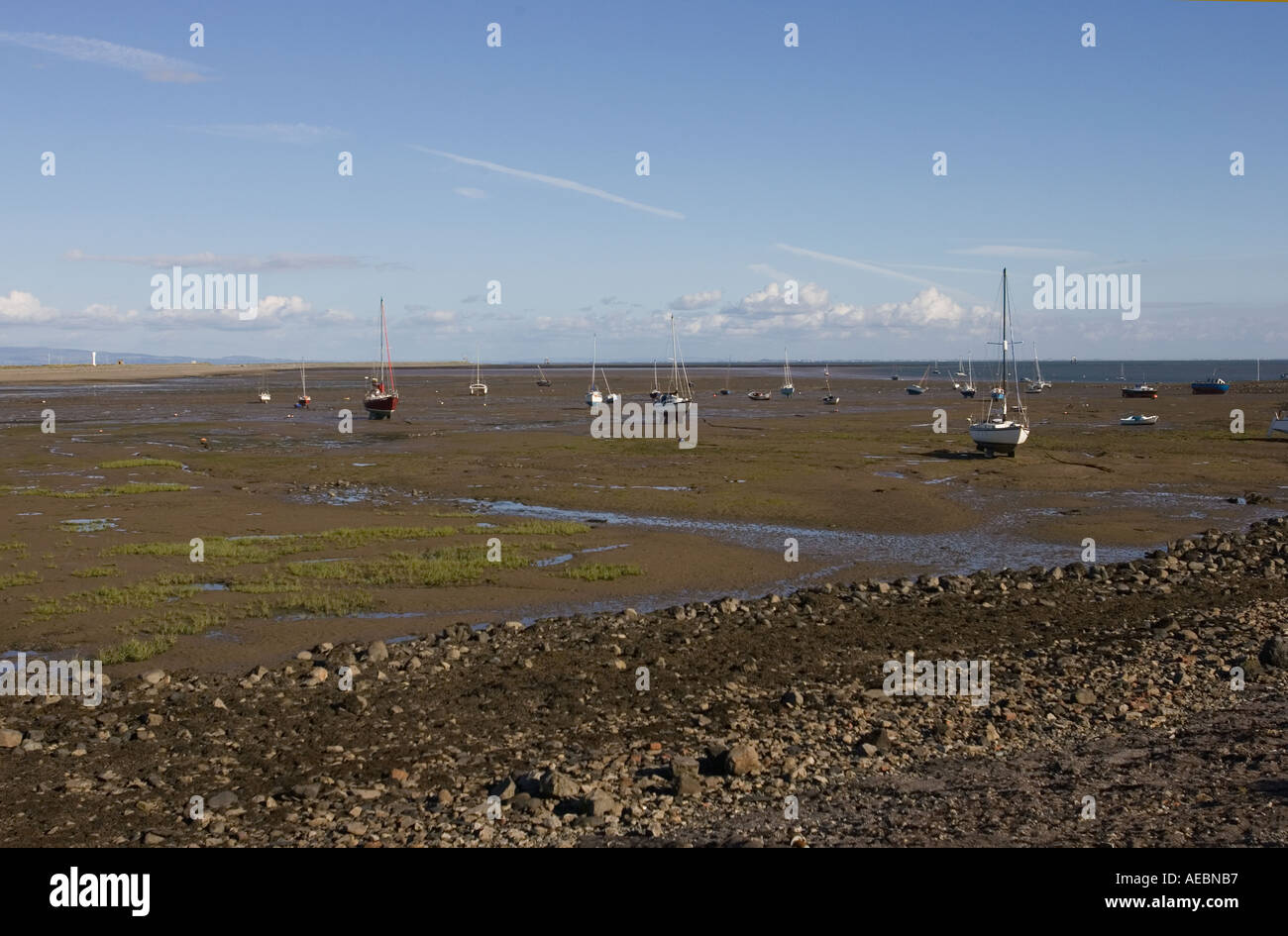 lower sea levels around Cumbria beaches leave boats high and dry Stock ...