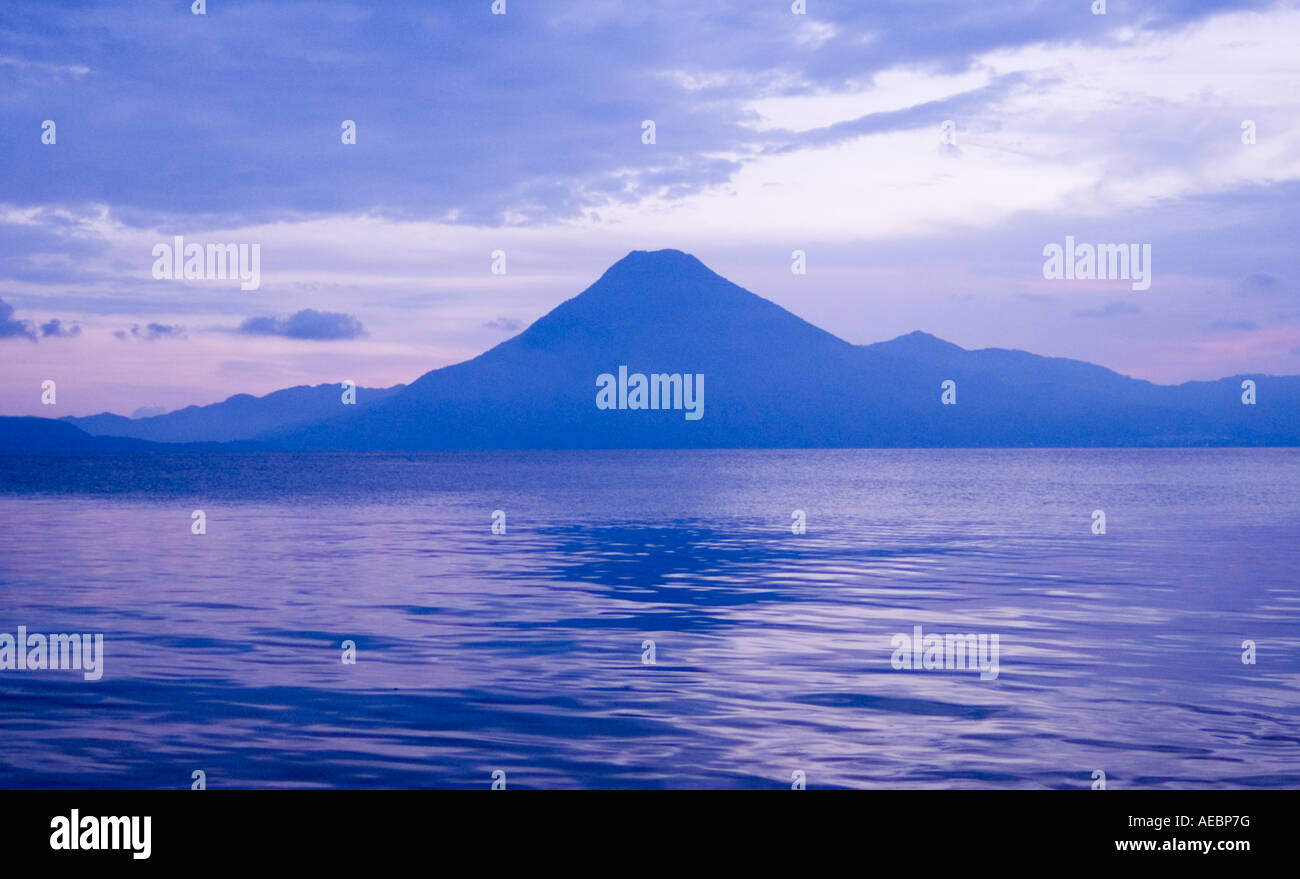 evening view of Volcan Atitlan, Lago de Atitlan, Guatemala Stock Photo ...