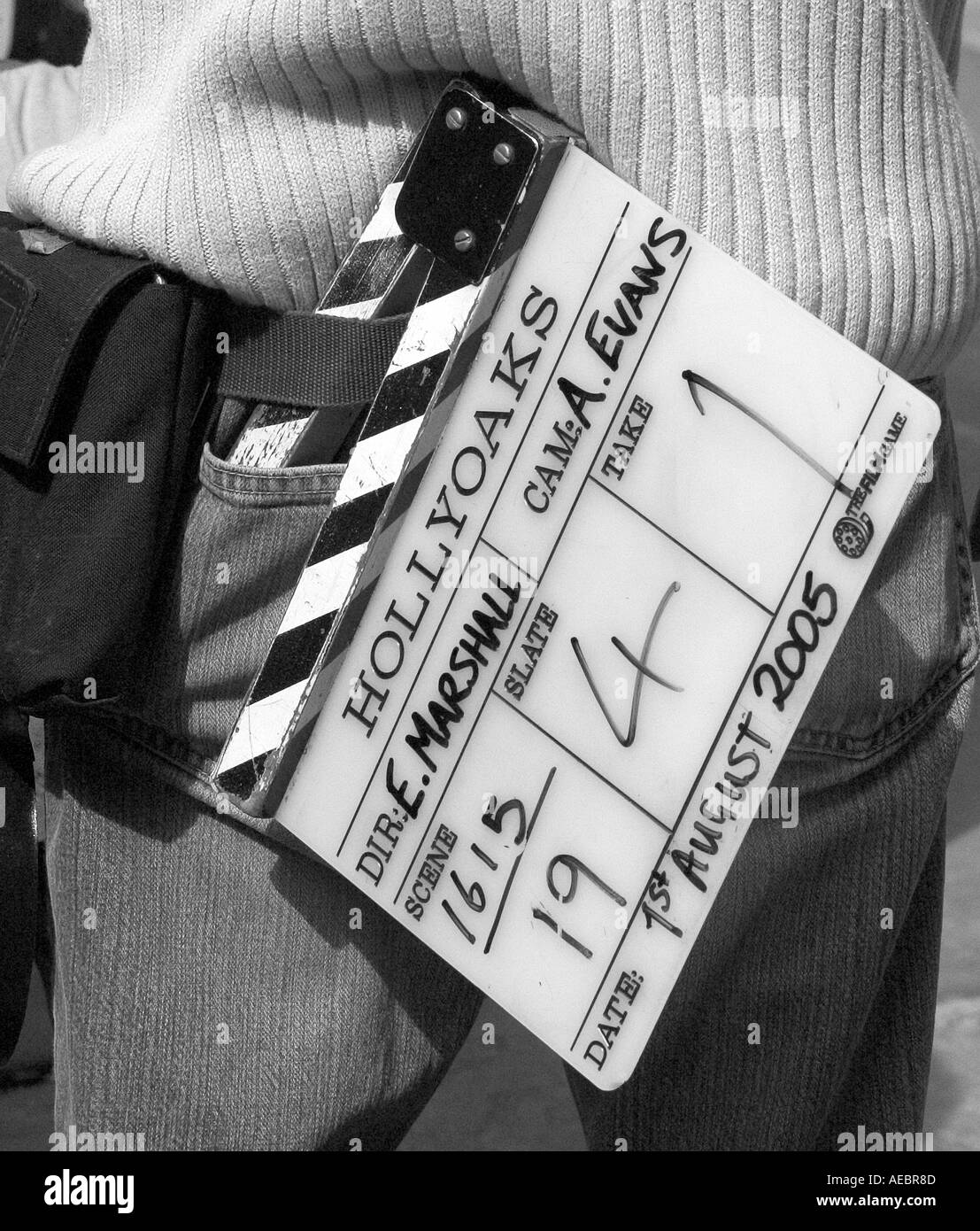 Clapper board on film set Black and White Stock Photos & Images - Alamy