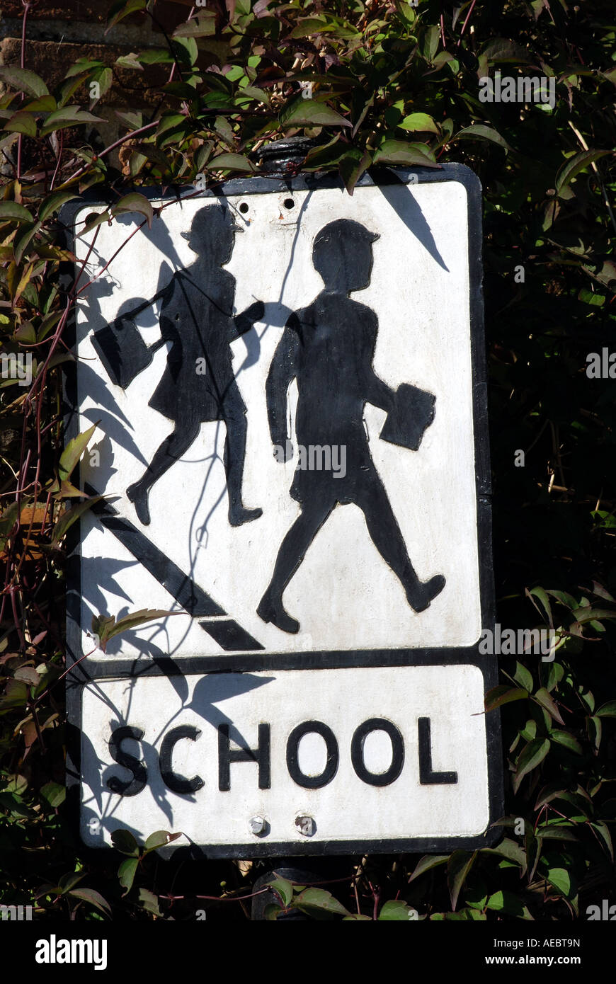 Old type school sign, Turville, Buckinghamshire, England, UK Stock ...
