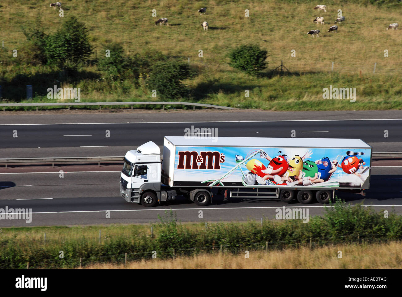 M and Ms lorry on M40 motorway, Oxfordshire, England, UK Stock Photo ...
