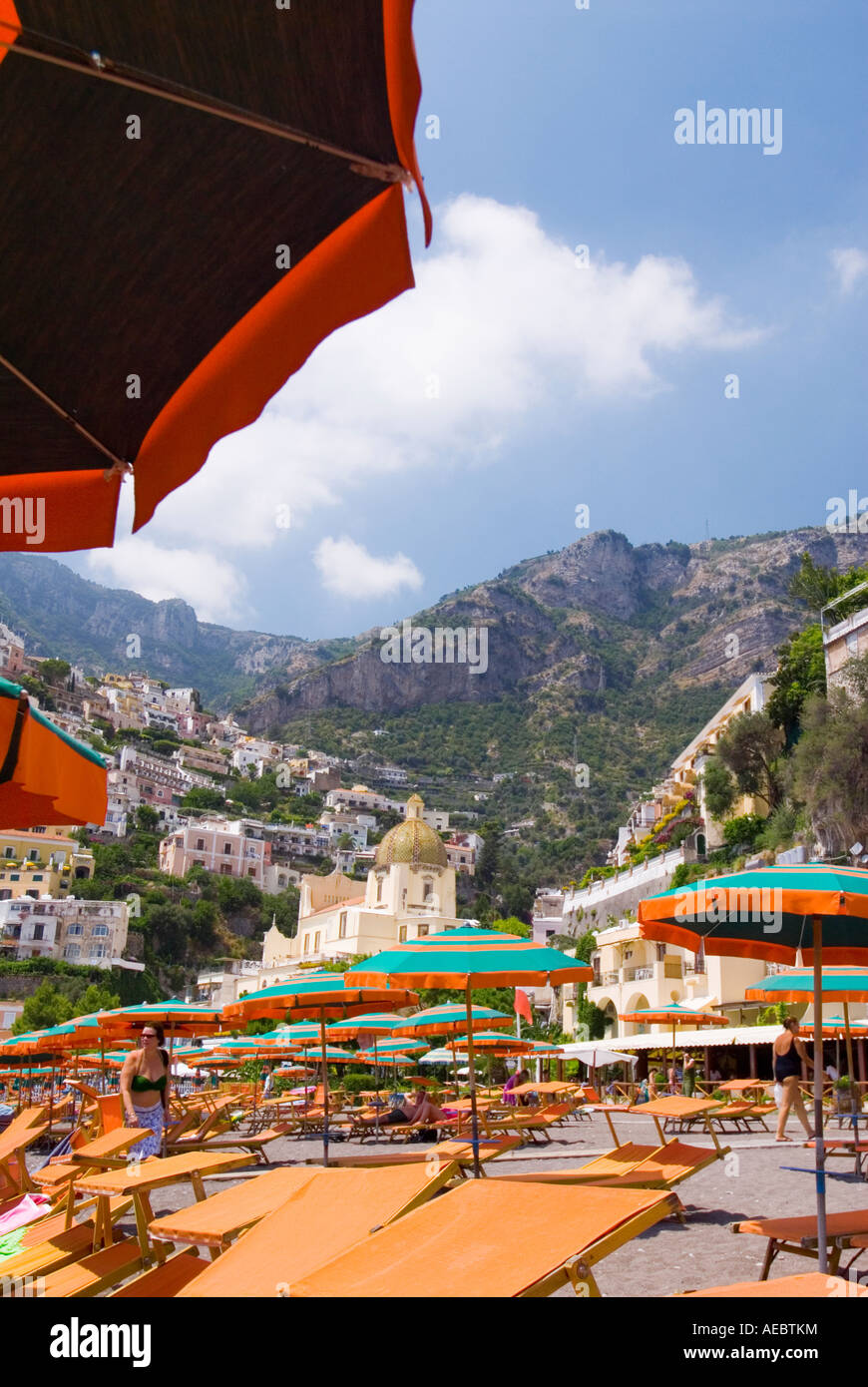Beach club Positano Campania Italy Stock Photo - Alamy