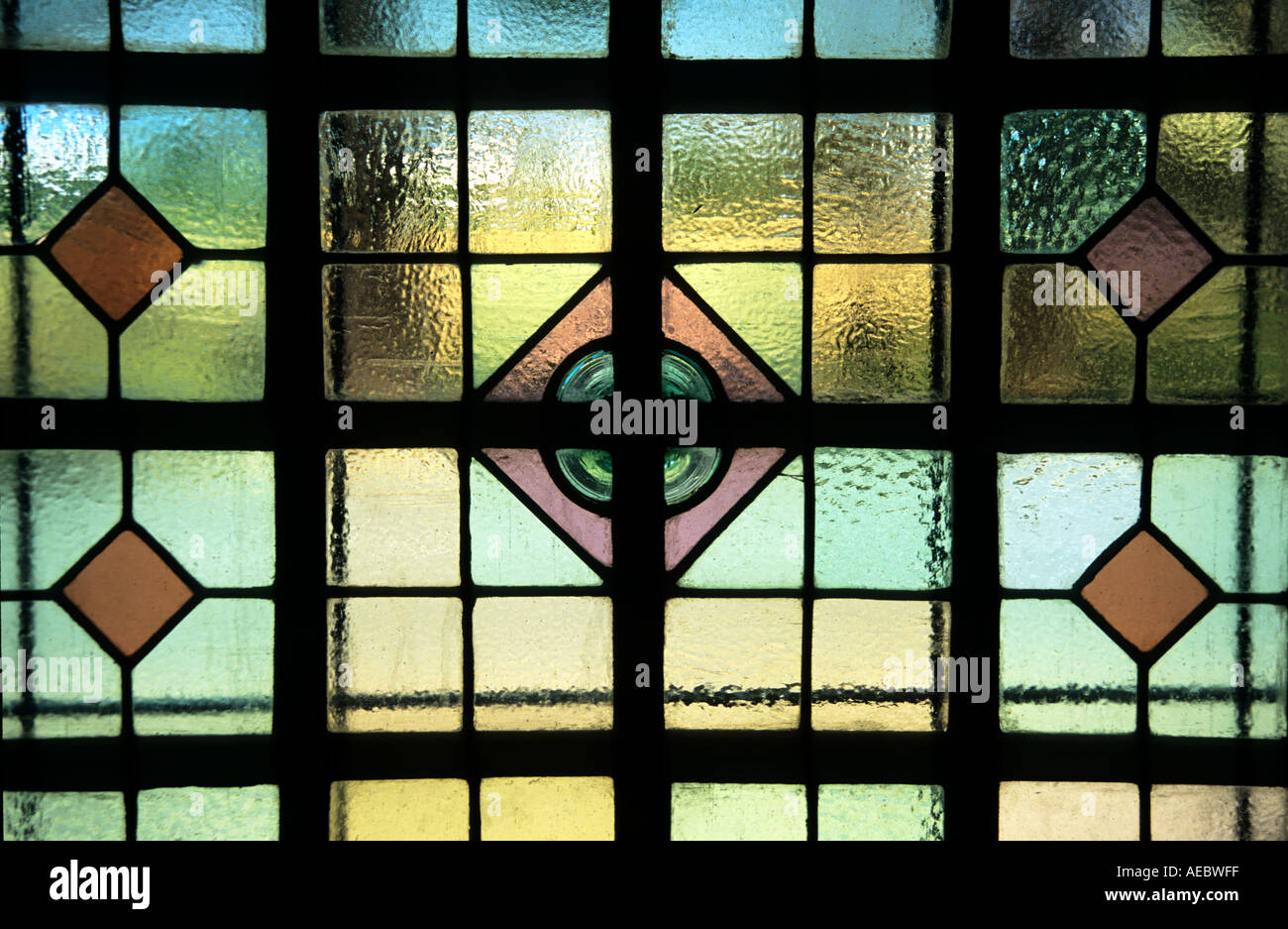Colourful leaded stained glass window Stock Photo - Alamy