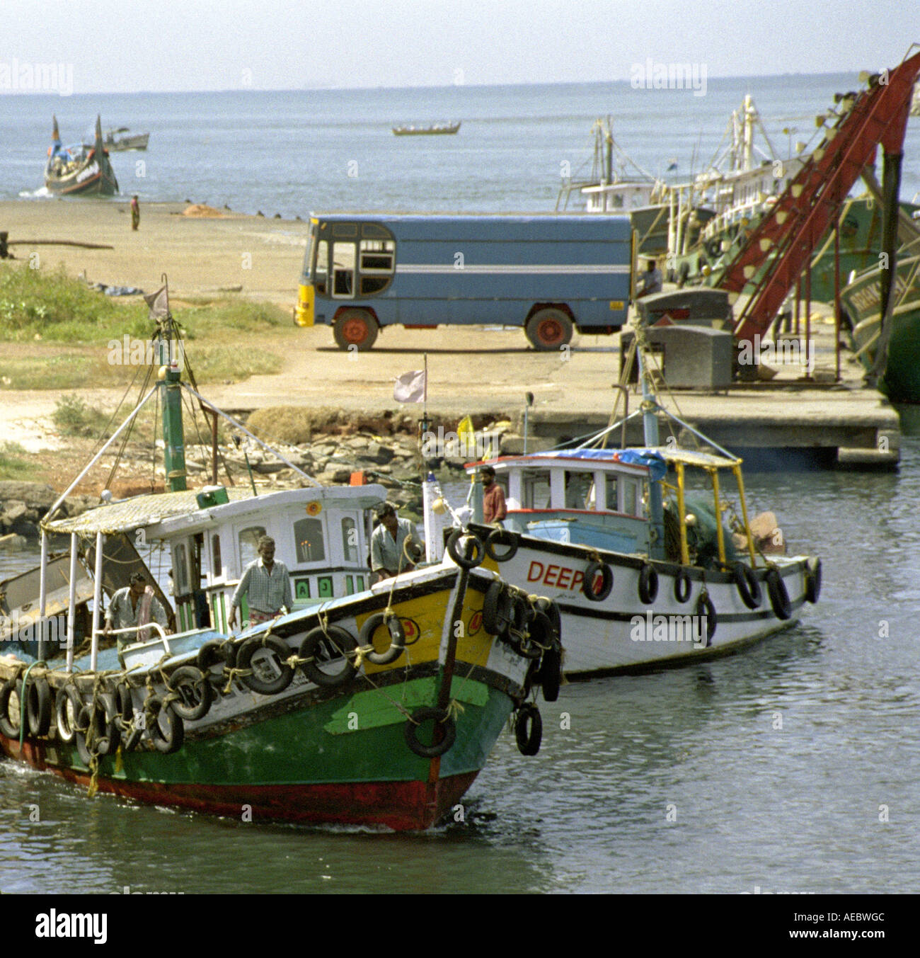 high angle view of a ferry at Neendakara in Kollam, Kerala, India Stock ...