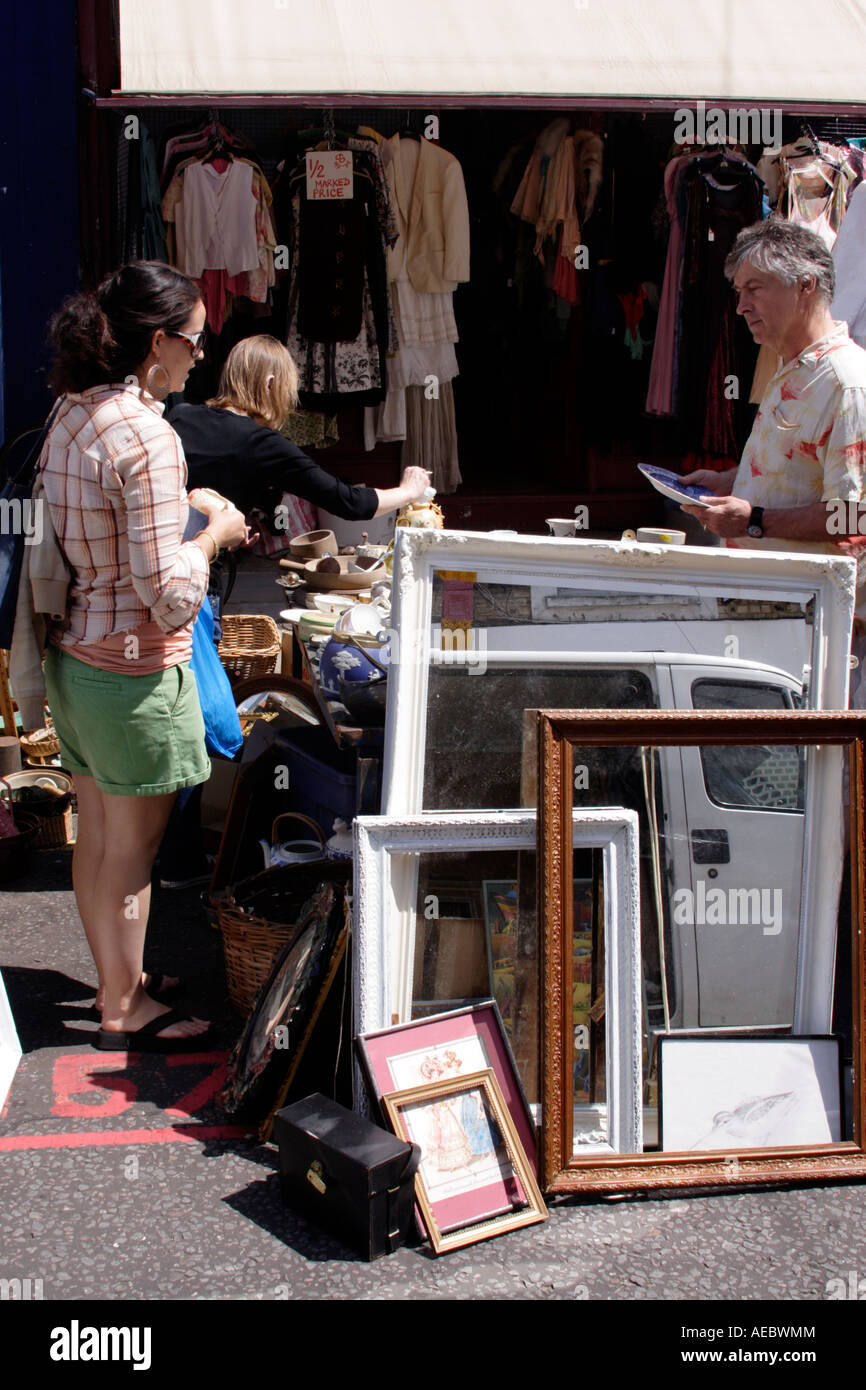 Picture frame seller Portobello Road Street Market July 2007 Stock ...