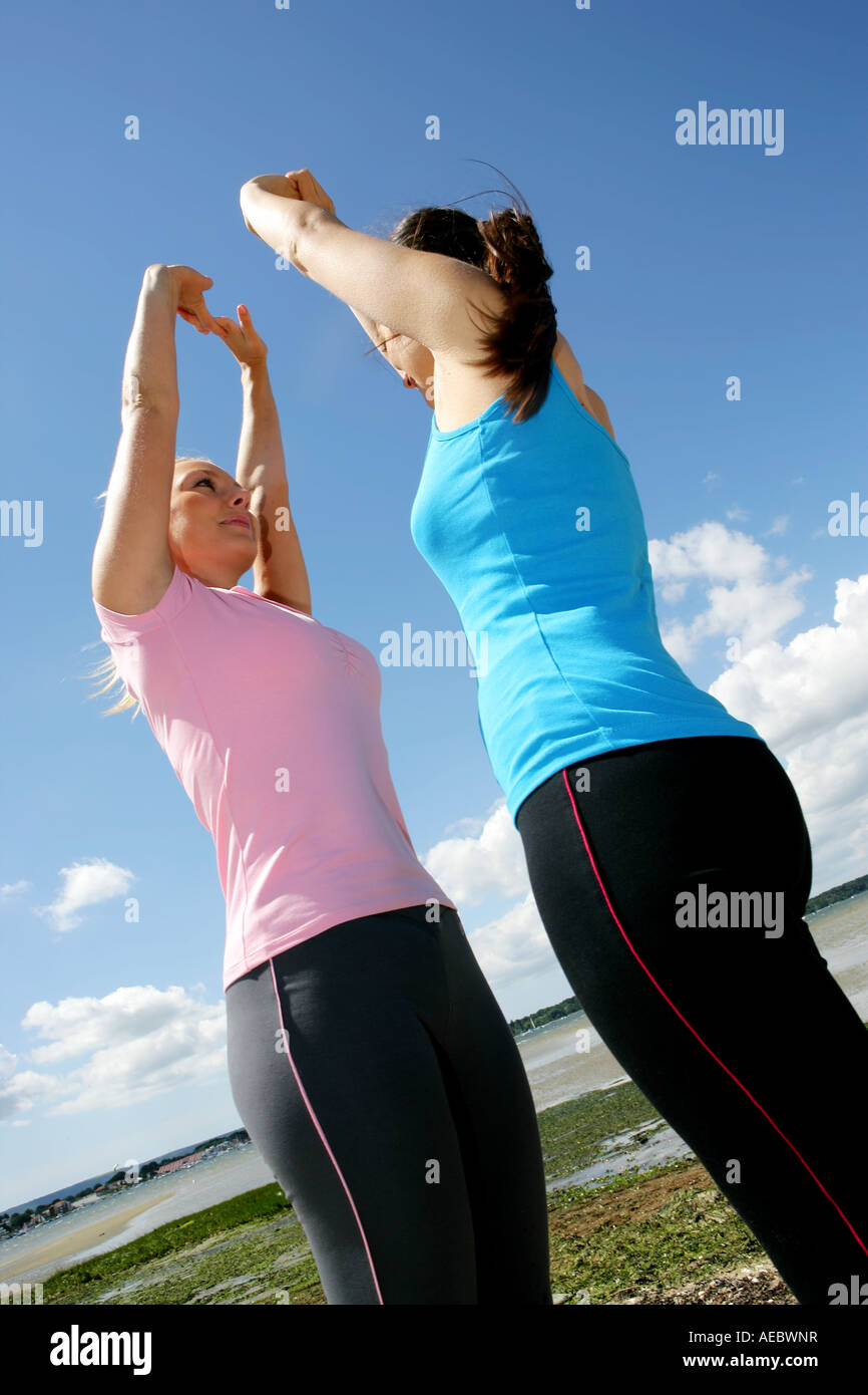 Young Women Stretching Model Released Stock Photo - Alamy