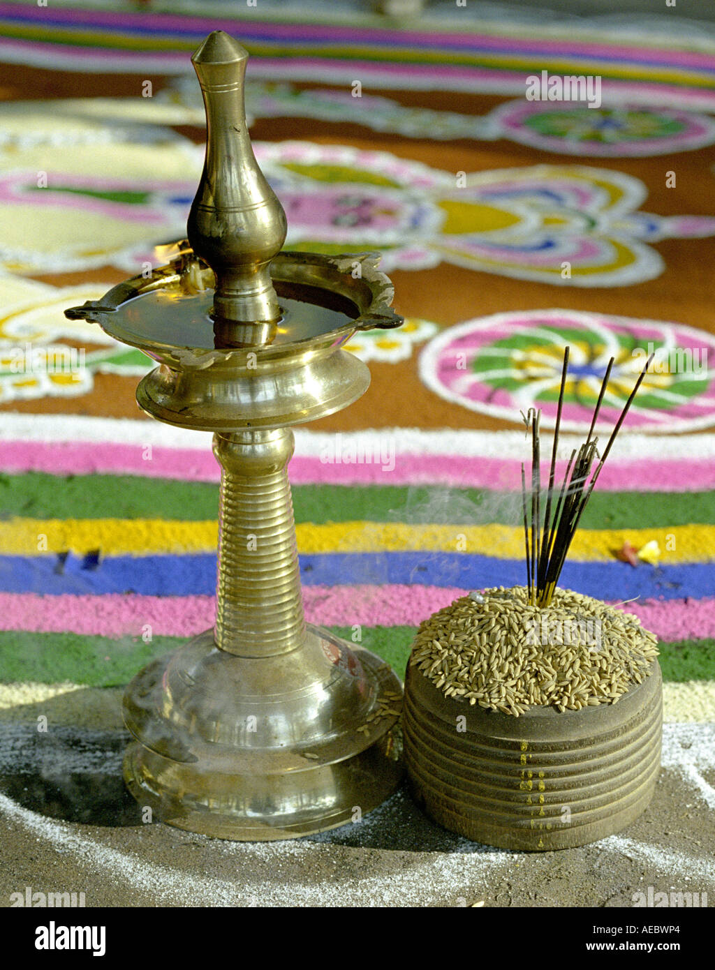 Indian traditional floor design called Kalam drawn on the occassion of ...