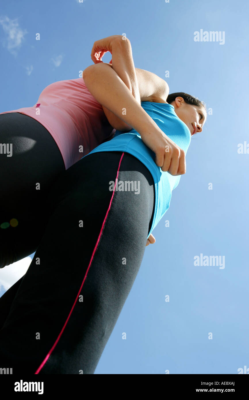 Young Women Stretching Model Released Stock Photo - Alamy