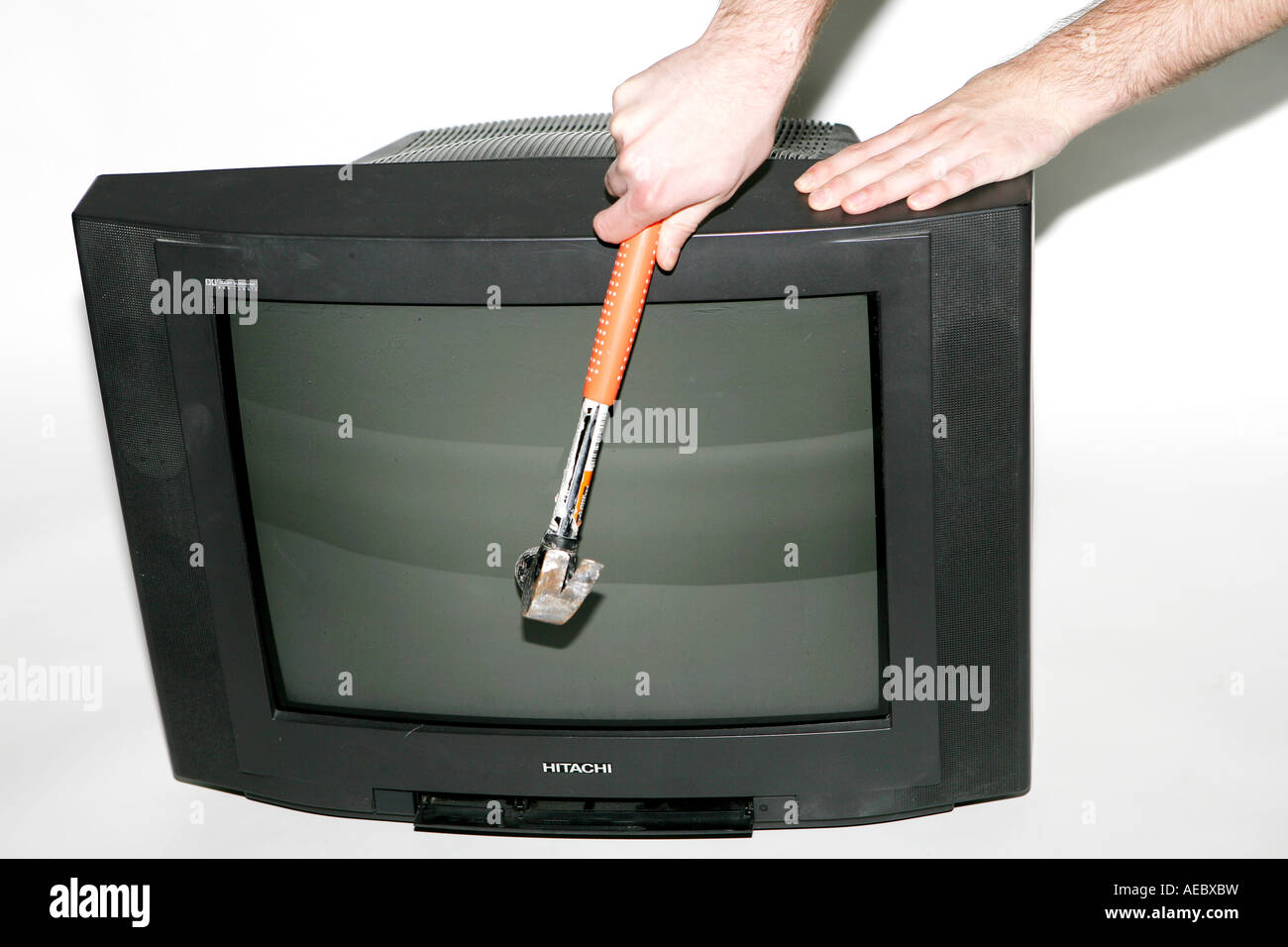 Smashing television hi-res stock photography and images - Alamy