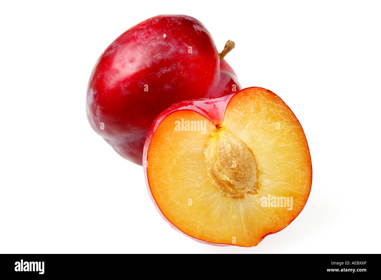 Fresh Healthy Ripe Sweet Juicy Stone Fruit Plums Isolated Against A ...