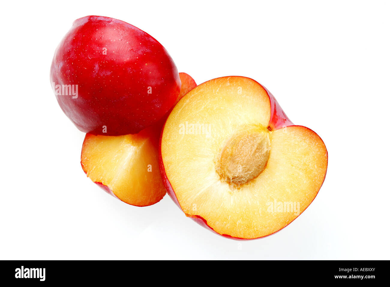 Fresh Healthy Ripe Sweet Juicy Stone Fruit Plums Isolated Against A ...