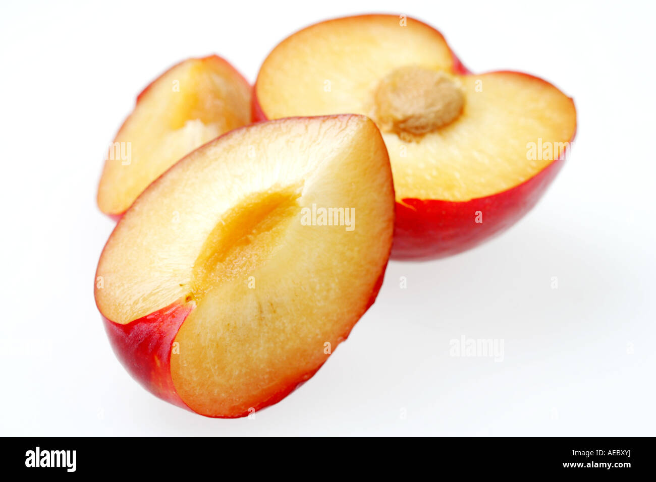 Fresh Healthy Ripe Sweet Juicy Stone Fruit Plums Isolated Against A ...