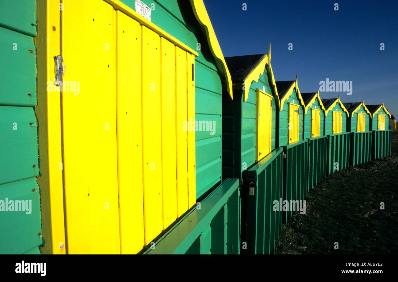 Colourful green yellow beach hut Stock Photo - Alamy
