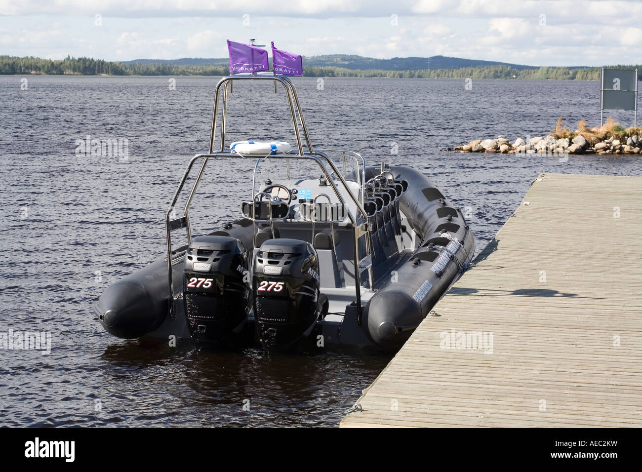 Rigid hull inflatable motorboat Sotkamo Finland Europe Stock Photo - Alamy