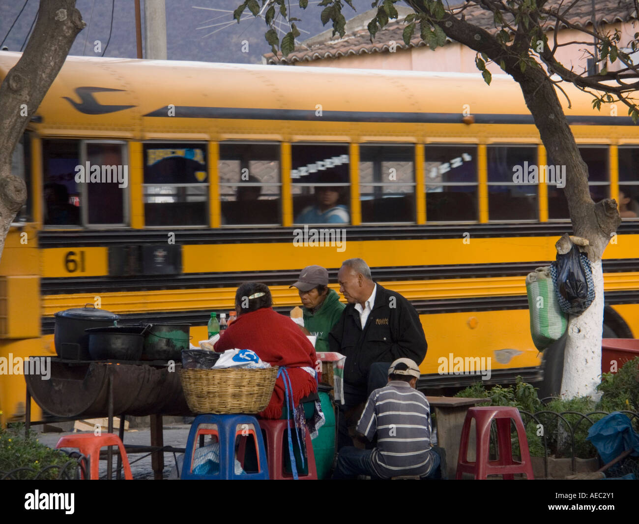 Former American school buses which now serve as local and long distance ...