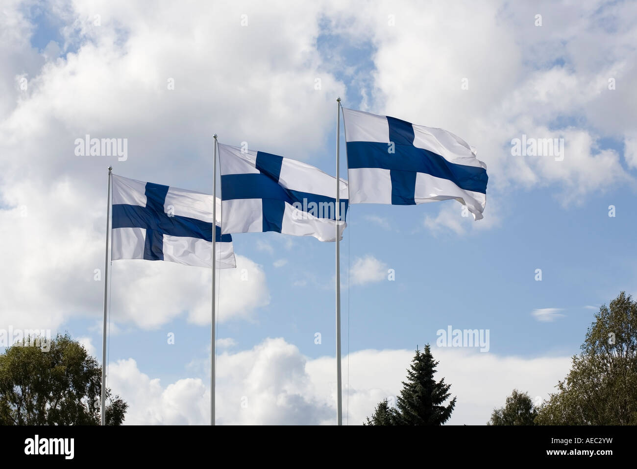 3 flags of Finland Stock Photo - Alamy