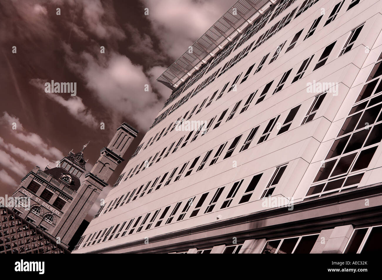 Old Threlfalls Brewery seen from Trinity Bridge House Stock Photo - Alamy