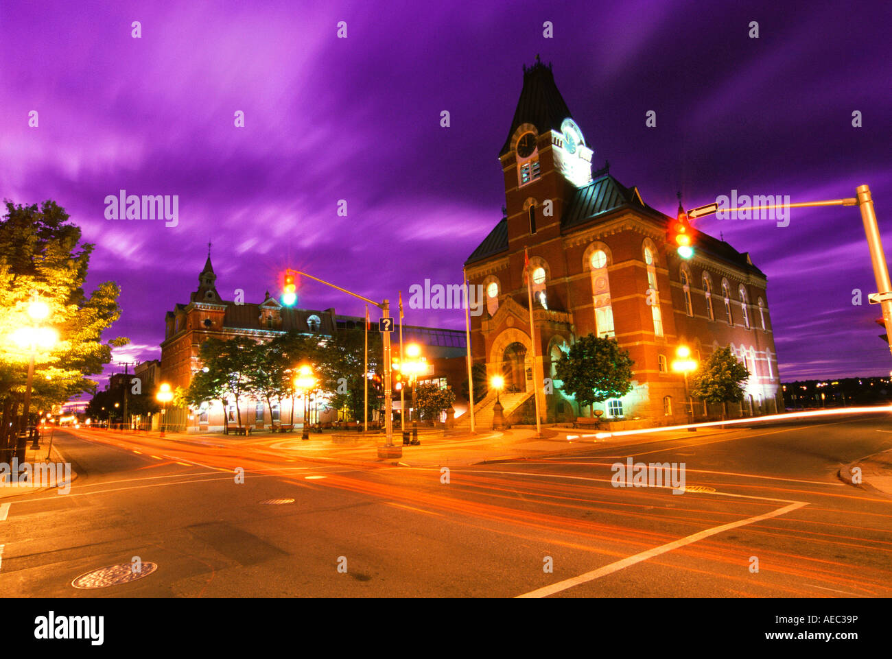 Fredericton city hall at night Stock Photo - Alamy