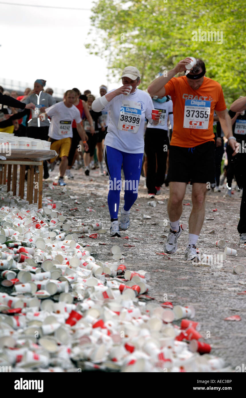 Plastic mugs litter the route of marathon race Stock Photo - Alamy
