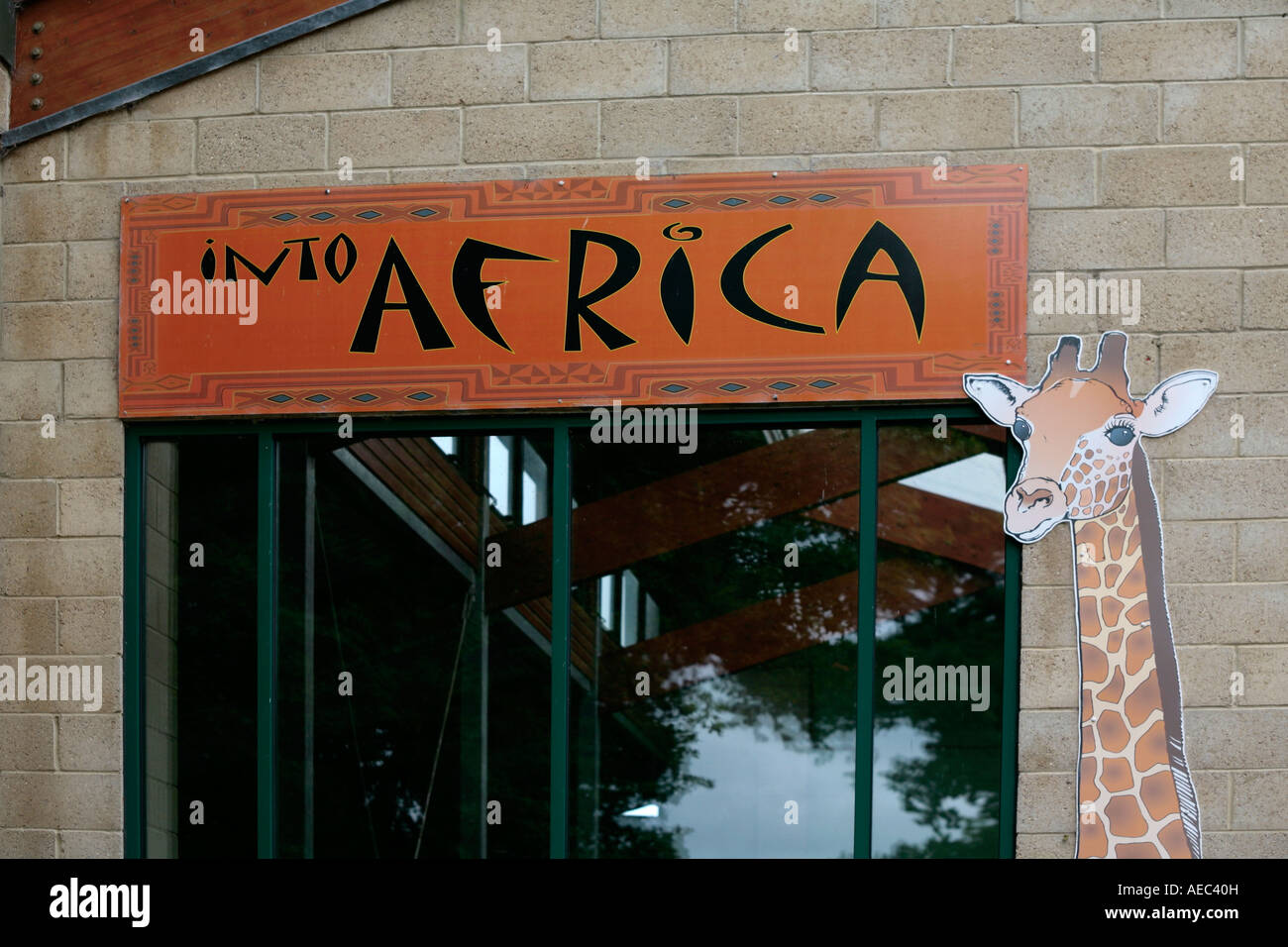 Entrance to the Into Africa exhibit at Marwell Zoo, Hampshire, England ...