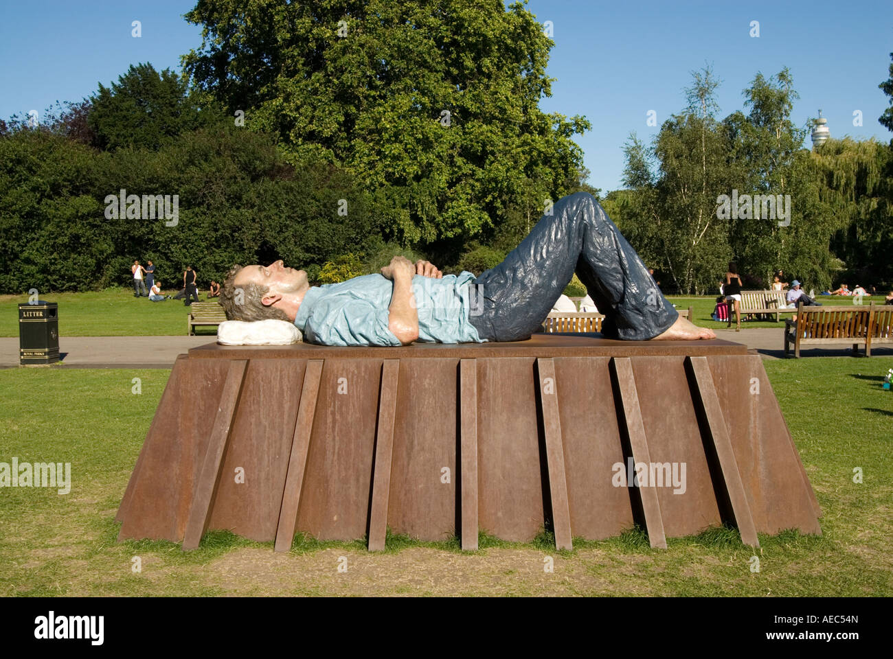 Sculpture of reclining man in Regent's Park London England UK Stock ...