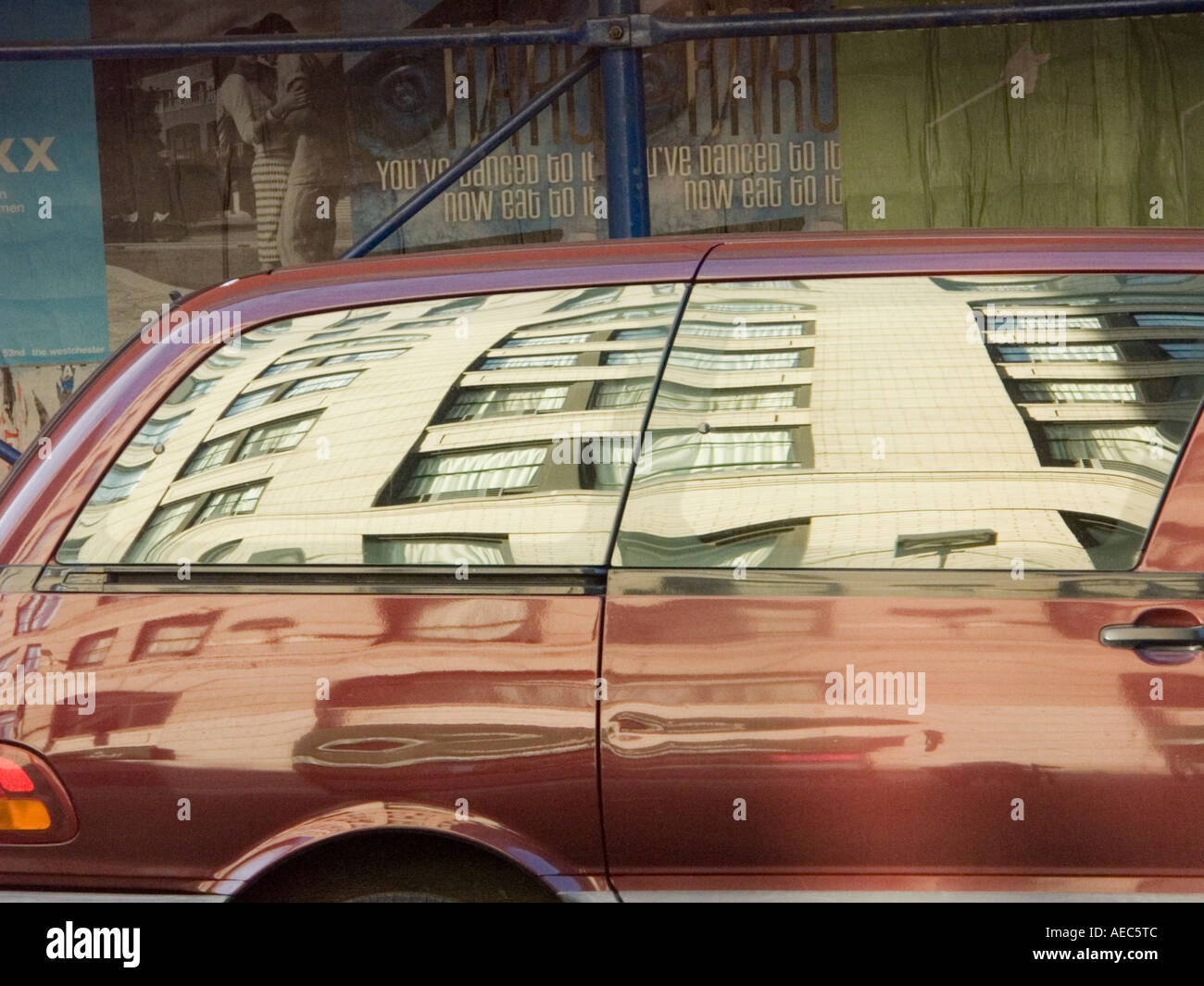 Street life in NYC s Chinatown as seen reflection in car window Stock ...