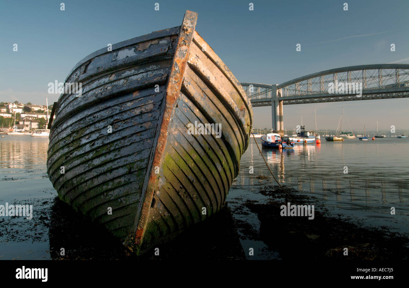 Shipwreck on River Tamar Plymouth Devon UK Stock Photo - Alamy