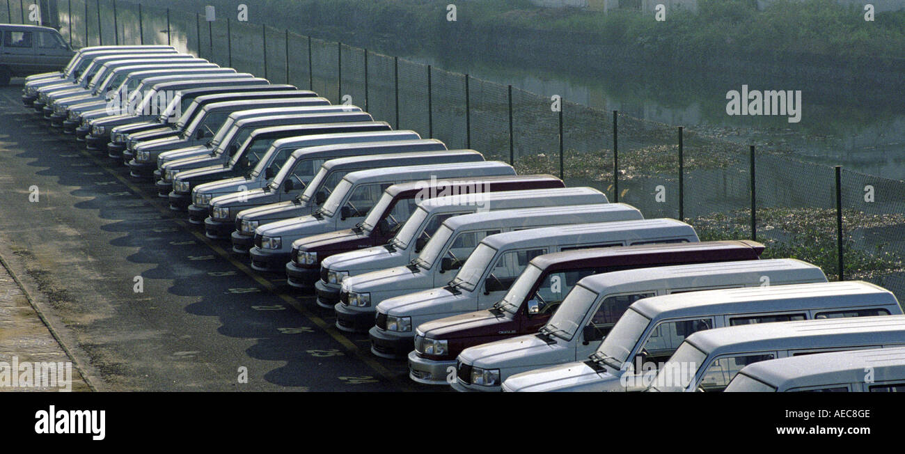 A row of motor cars displayed in Cochin city, Kerala, India Stock Photo ...