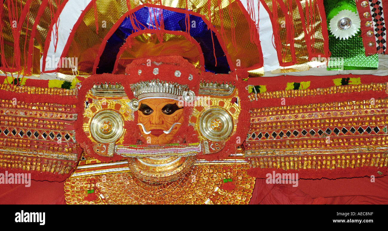 Close up shot of face of a Theyyam artist, Kerala, India Stock Photo ...