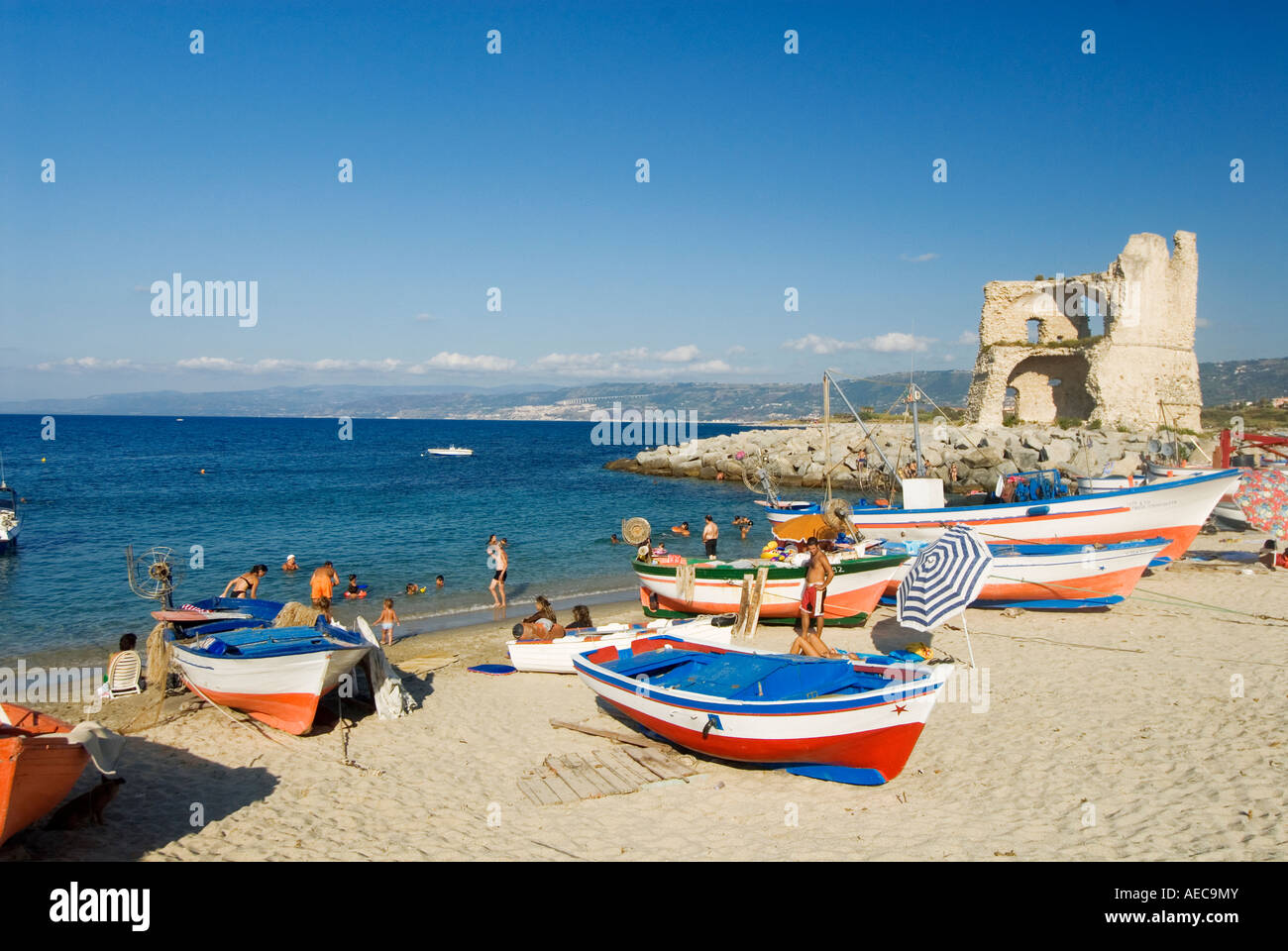 Locals enjoying the beach Briatico Calabria Italy Stock Photo - Alamy
