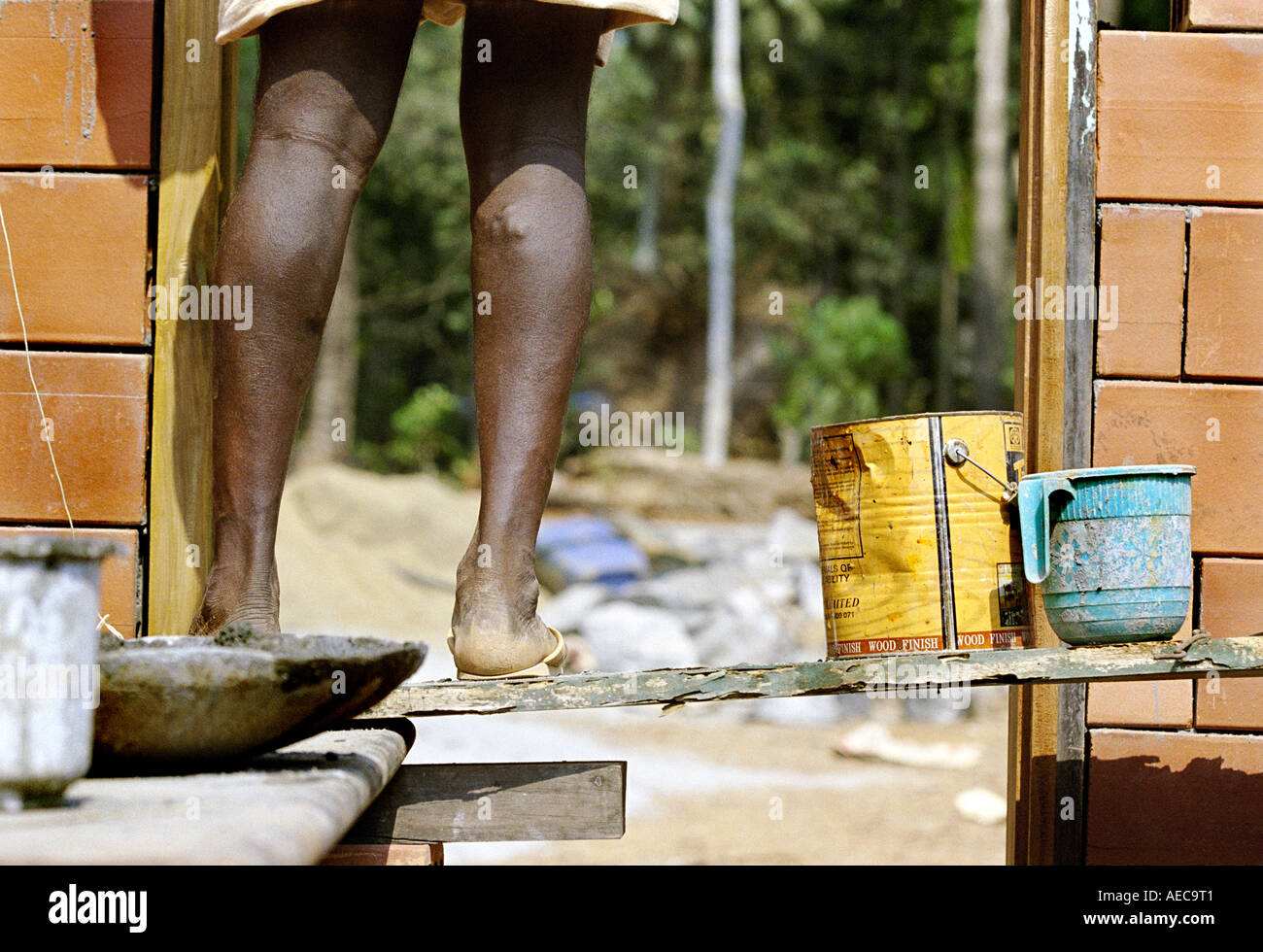 Close up of the legs of a construction worker in Kerala, India Stock ...