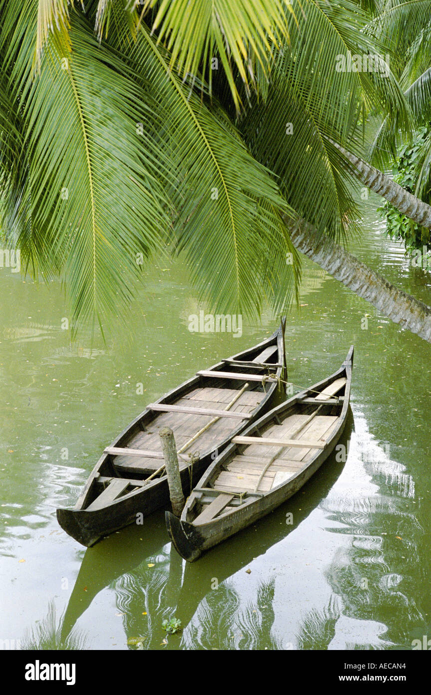 Top view of a canal of the back waters of Alappuzha, Kerala, India ...
