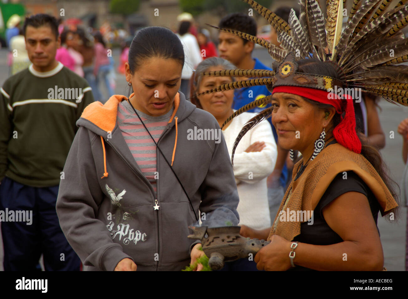 A Conchero dancer invoking a spiritual blessing Stock Photo - Alamy