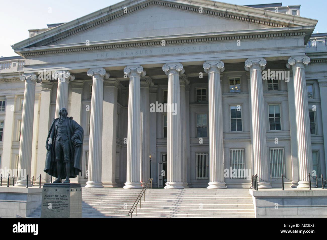 Roman-columned facade of Treasure Department building, Washington D.C ...