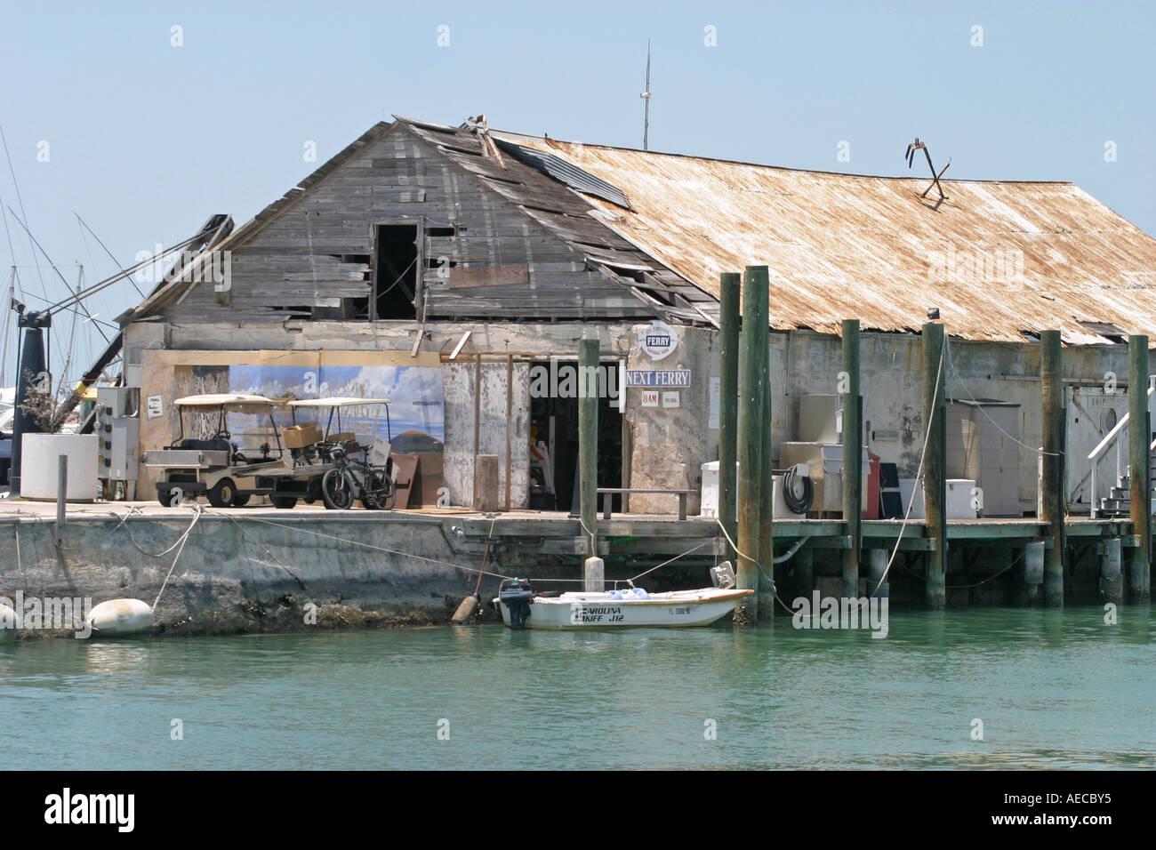 boating warehouse or garage on pier Stock Photo - Alamy