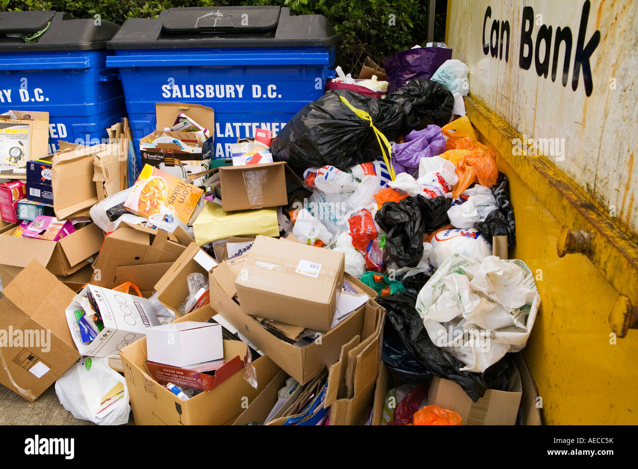 Waste paper, cardboard, plastic and polythene for recycling Stock Photo ...
