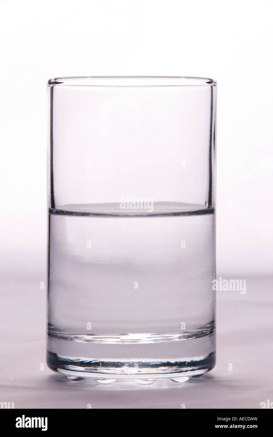 A glass half full or half empty to illustrate the idea of pessimism or ...