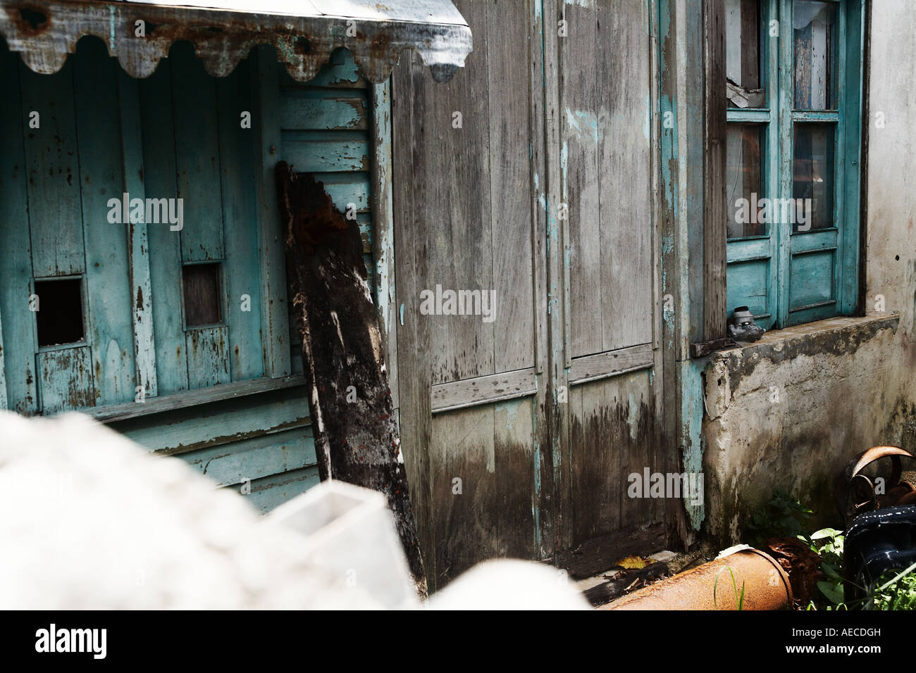Teal Windows in San Miguel Quintana Roo, Cozumel, Mexico Stock Photo ...