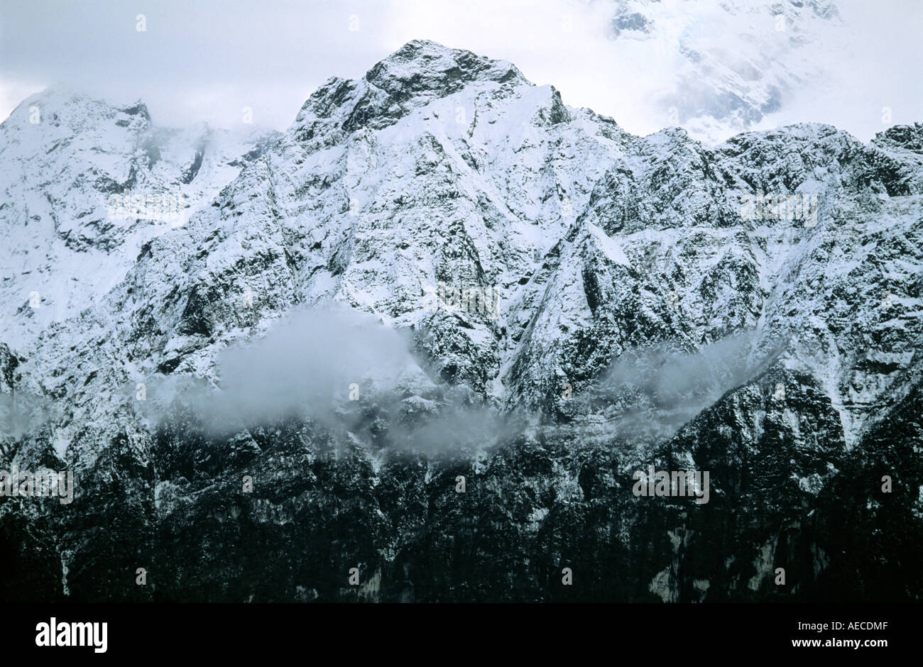 Cloudy scene of Manaslu Himal as seen from Danaque Annapurna ...