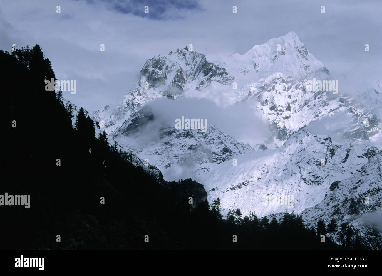 Manaslu Peak as seen from Danaque Annapurna Conservation Area Nepal ...