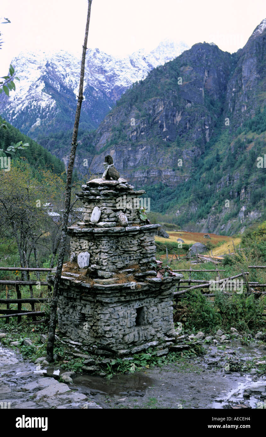 Buddhist Stupa in Dharapani surroundings Annapurna Conservation Area ...
