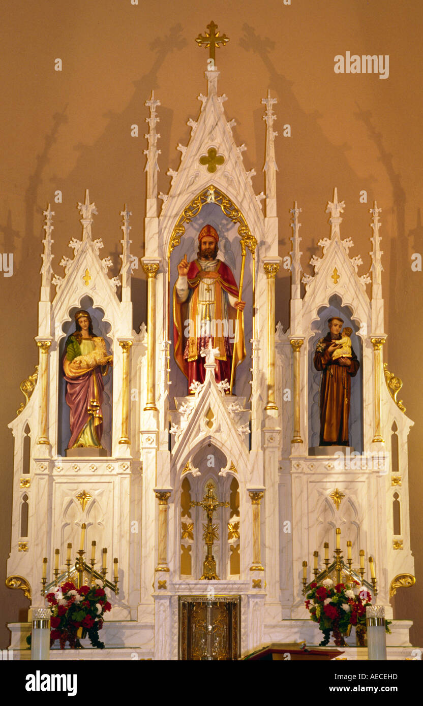 Main altar at St Stanislaus Church in Bandera, Hill Country, Texas, USA ...