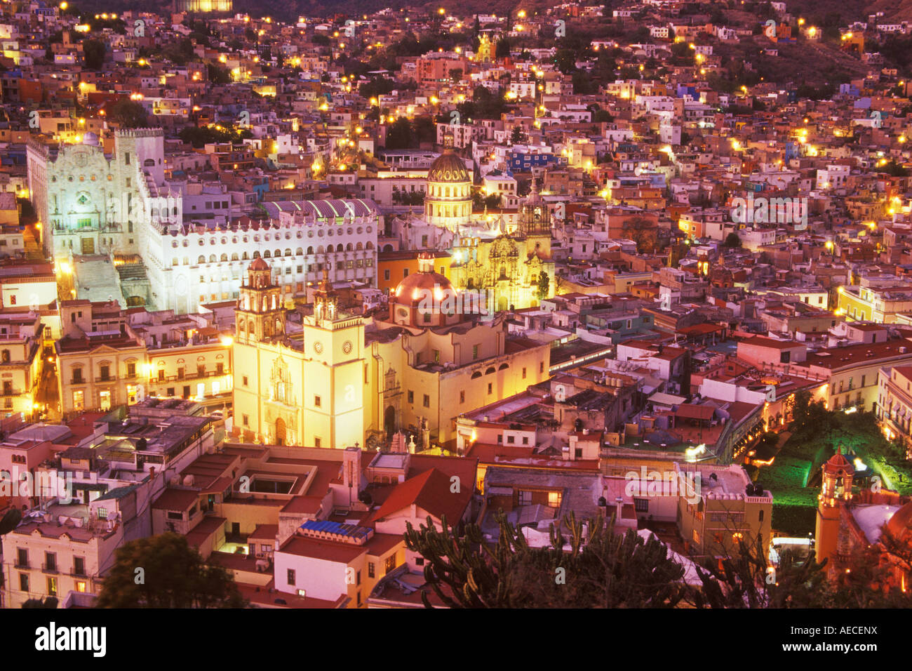 view of city University and Basilica of Our Lady of Guanajuato from El ...